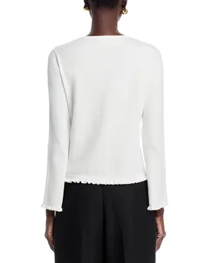 SIONI Faux Button Front Long Sleeve Sweater