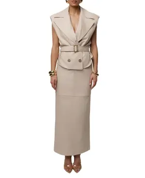 JLUXLABEL Belted Vest - Beige