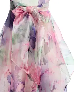 Eliza J Off-the-shoulder Floral Print Gown