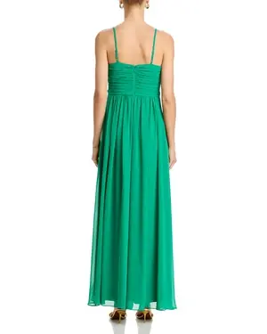 Eliza J Sweetheart Spaghetti Strap Pleated Gown
