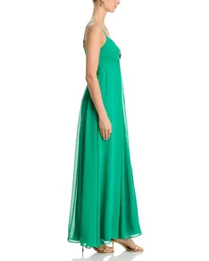 Eliza J Sweetheart Spaghetti Strap Pleated Gown