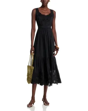 Kobi Halperin Zuri Lace Trim Midi Dress