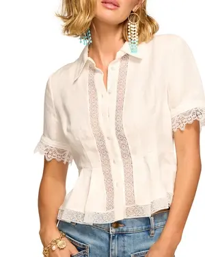 Ramy Brook Becky Button Up Shirt - White Linen