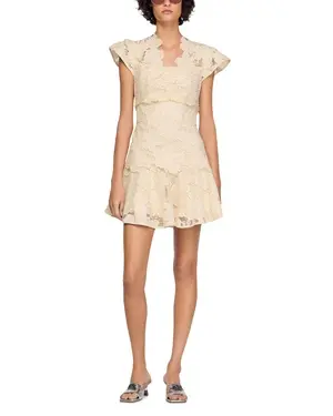 Sandro Lyrella Guipure Mini Dress - Ecru