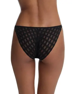 SKARLETT BLUE Bonbon Gingham Lace String Bikini - Black