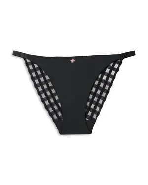 SKARLETT BLUE Bonbon Gingham Lace String Bikini - Black