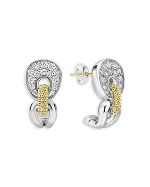 Lagos 18k Yellow Gold & Sterling Diamond Earrings