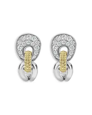 Lagos 18k Yellow Gold & Sterling Diamond Earrings