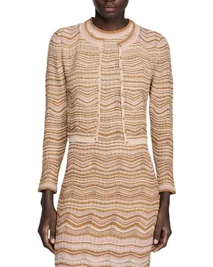 Sandro Raffaelo Knit Cardigan Sweater - Brown