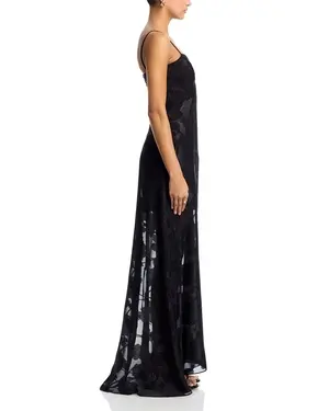 Aqua Jacquard Lace-up Maxi Dress