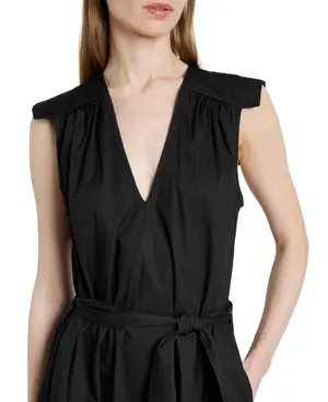 Santorelli Niu Cap Sleeve Maxi Cotton Dress - Black