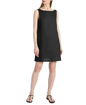 Santorelli Jaclyn Sleeveless Linen Shift Dress - Black