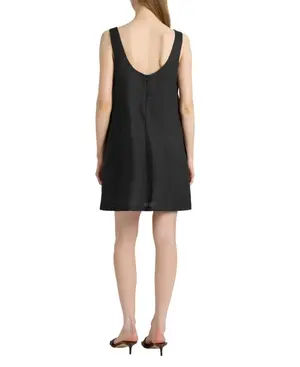 Santorelli Jaclyn Sleeveless Linen Shift Dress - Black