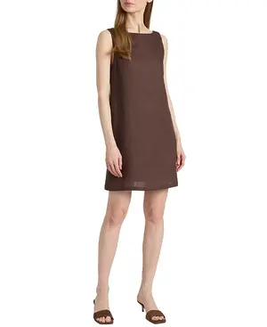 Santorelli Jaclyn Sleeveless Linen Shift Dress - Coffee