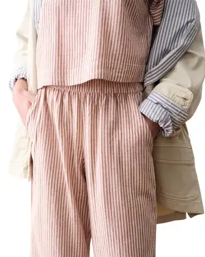 Marine Layer Allison Crop Trousers - Rust Stripe