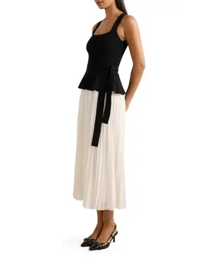 EVER NEW Peony Pleat Mixed Dress