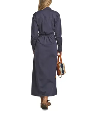 POINT Drawstring Waist Maxi Shirtdress - Navy