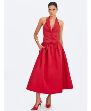 MISS CIRCLE NEW YORK Ursel Gathered A-line Midi Skirt