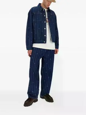 Drole De Monsieur Monogram-print Striped Denim Jacket