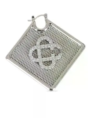 Casablanca Mesh-texture Crystal-logo Earrings