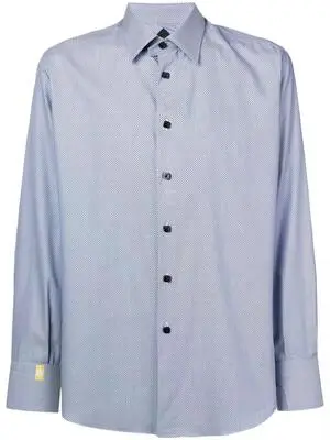BILLIONAIRE Geometric Patterned Curved Hem Shirt