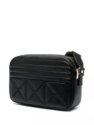 Moschino Quilted Crossbody Bag With Logo - Black
