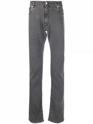 BILLIONAIRE Embroidered Logo Straight-leg Jeans - Grey