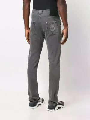BILLIONAIRE Embroidered Logo Straight-leg Jeans - Grey