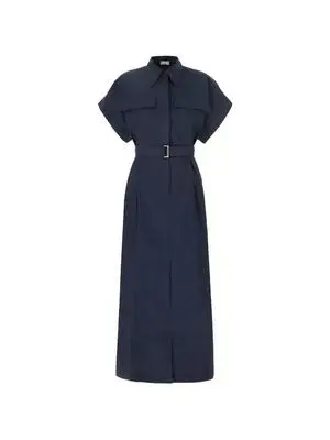 Brunello Cucinelli Belted Short-sleeve Dress