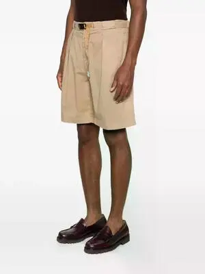 WHITE SAND Belted Pleated Shorts - Brown