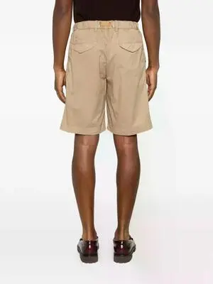 WHITE SAND Belted Pleated Shorts - Brown