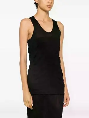 TOTEME Crinkled Texture Scoop Neck Tank Top - Black