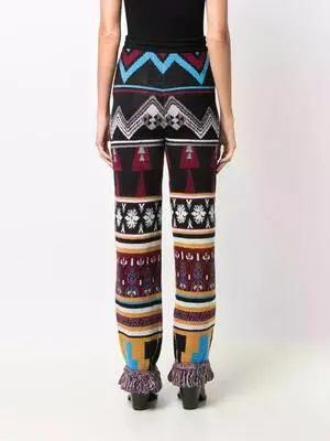Philipp Plein Geometric-pattern Fringe Wool Trousers