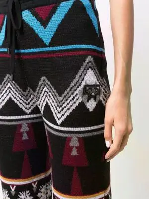 Philipp Plein Geometric-pattern Fringe Wool Trousers