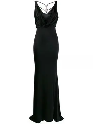 Philipp Plein Crystal Logo Long Dress