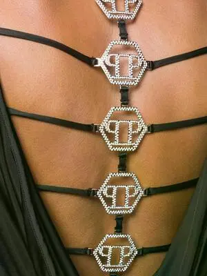 Philipp Plein Crystal Logo Long Dress