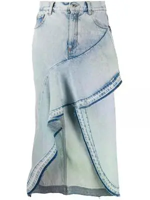 Off-White Ruffled Asymmetrical Denim Skirt