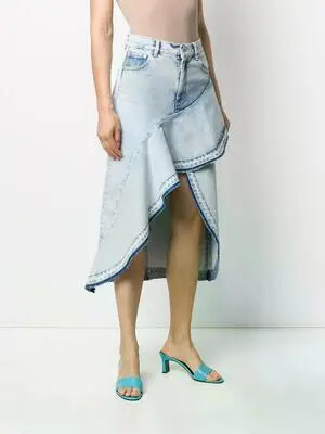 Off-White Ruffled Asymmetrical Denim Skirt