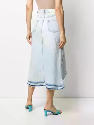 Off-White Ruffled Asymmetrical Denim Skirt