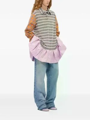 MSGM Striped Check Panel Mini Dress