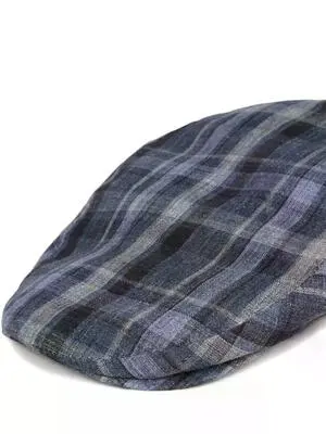 LOCK & CO. HATTERS Grosvenor Check Flat Cap - Blue