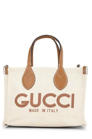 Gucci Canvas Logo Print Tote