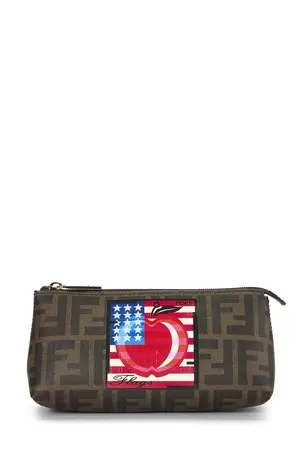 Fendi Zucca Coated Canvas Pouch With American Flag Graphic