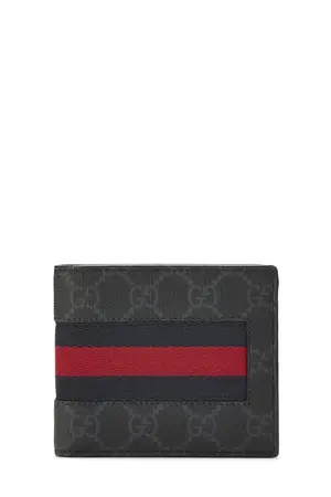 Gucci Gg Supreme Canvas Web Bifold Wallet - Black