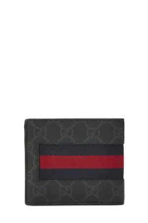 Gucci Gg Supreme Canvas Web Bifold Wallet - Black