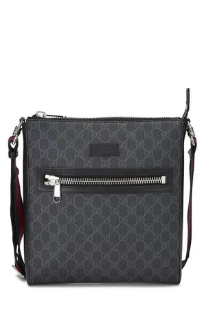 Gucci Gg Supreme Flat Messenger Bag - Black