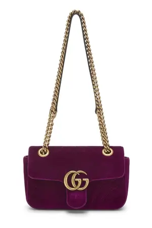 Gucci Velvet Gg Marmont Matelassé Shoulder Bag - Purple