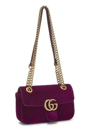 Gucci Velvet Gg Marmont Matelassé Shoulder Bag - Purple
