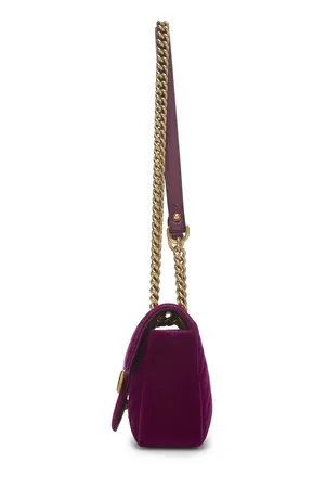Gucci Velvet Gg Marmont Matelassé Shoulder Bag - Purple