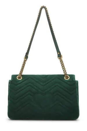 Gucci Velvet Marmont Matelassé Shoulder Bag - Green